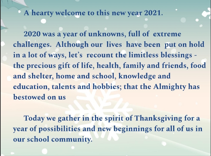 NEW YEAR ASSEMBLY-2021. – St. Joseph High School